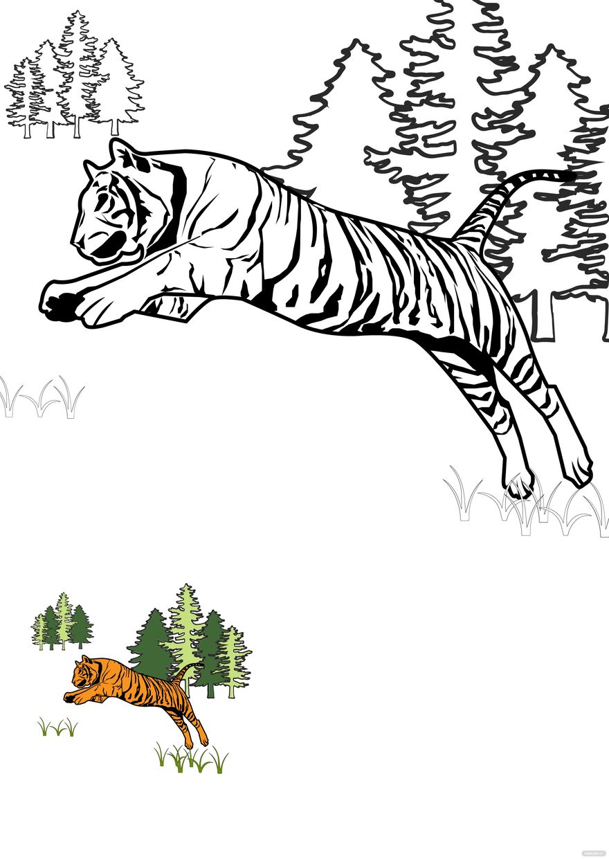 Free Jumping Tiger Coloring Page - PDF | Template.net