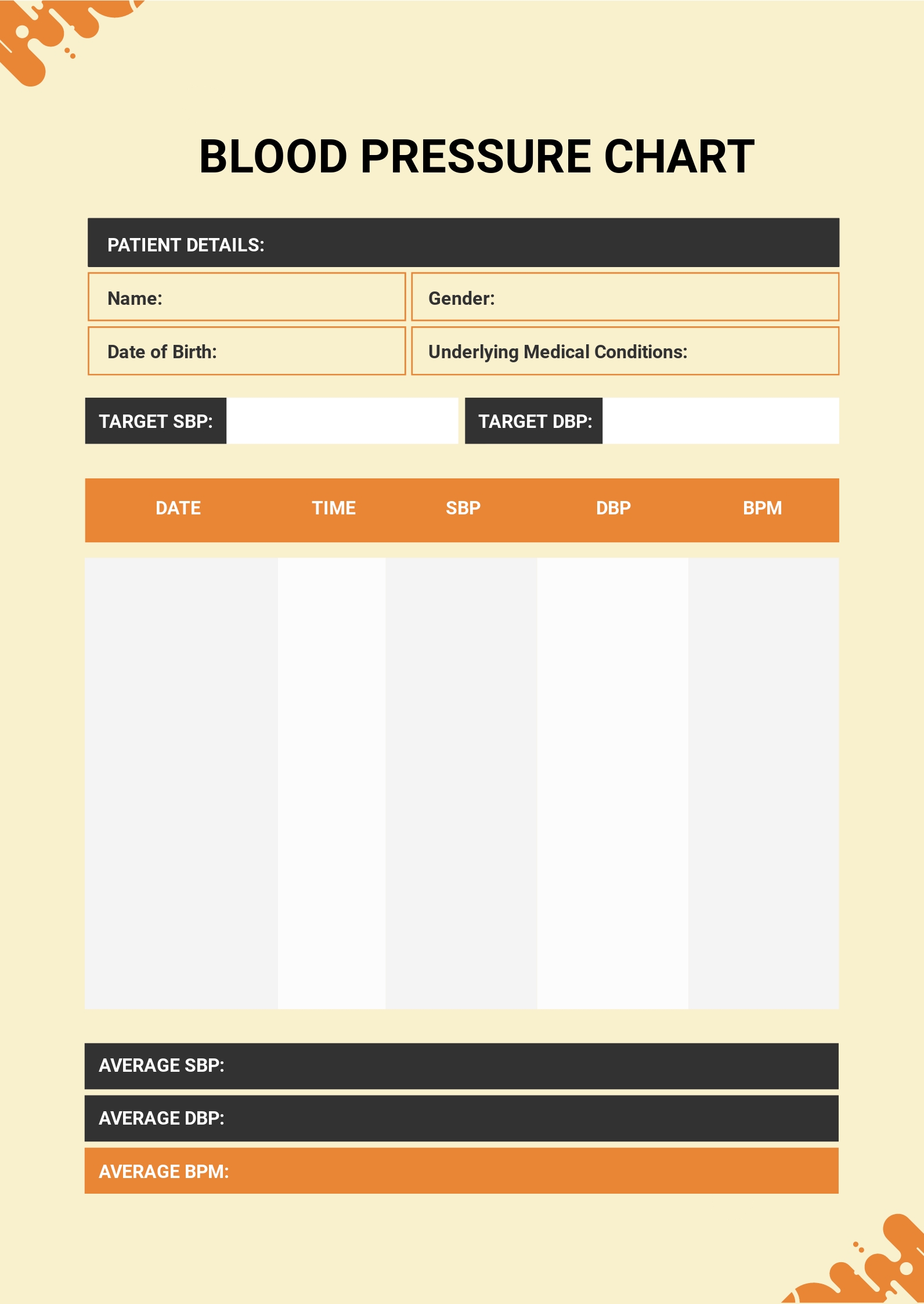 Blood Pressure Chart Age Wise PDF Template