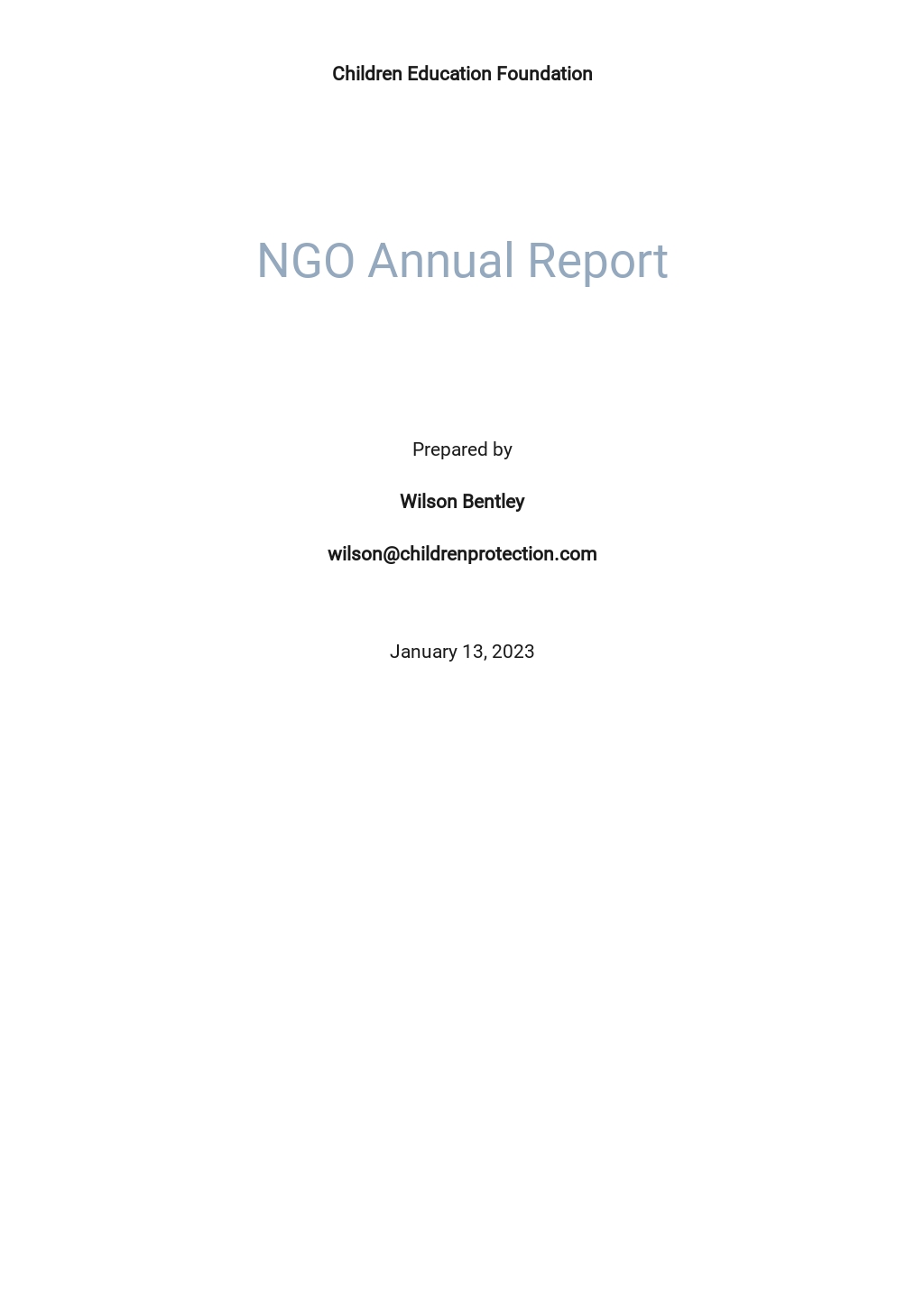 Annual Report Cover Page Template Google Docs Word Template
