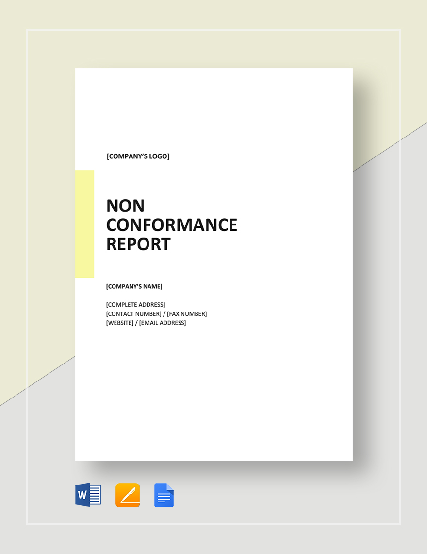 Non Conformance Report Template - Google Docs, Word, Apple Pages ...
