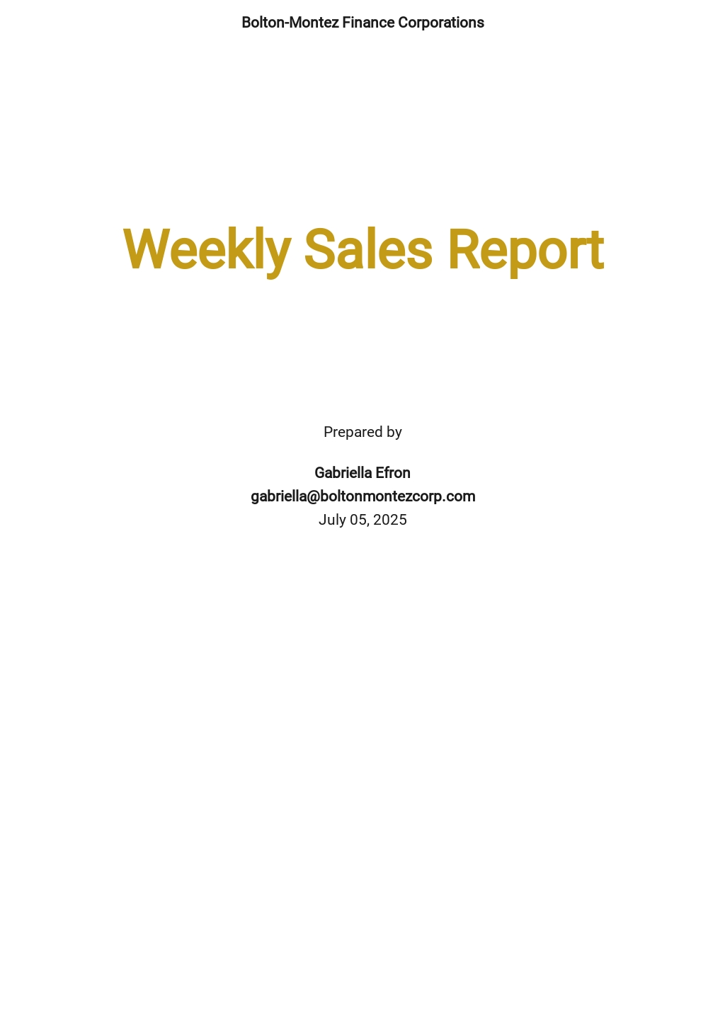 Download 37+ Weekly Report Templates - Google Docs | Template.net