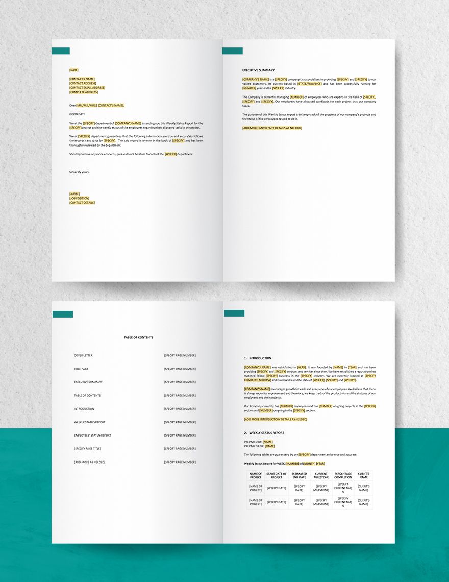 Free Weekly Status Report Template - Download in Word, Google Docs ...