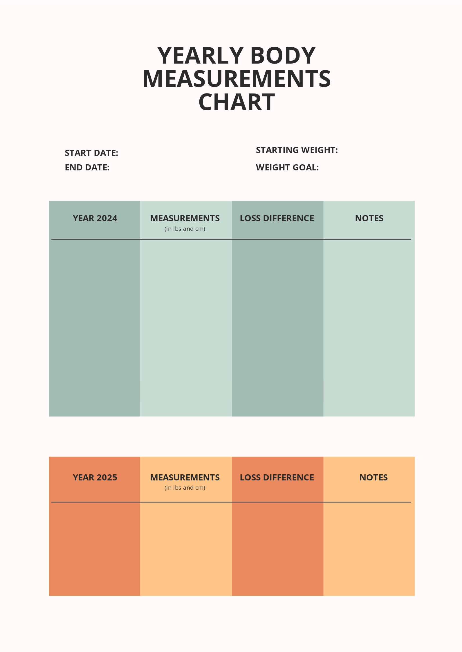 Woman's Body Contouring Measurement Chart Template - Edit Online ...