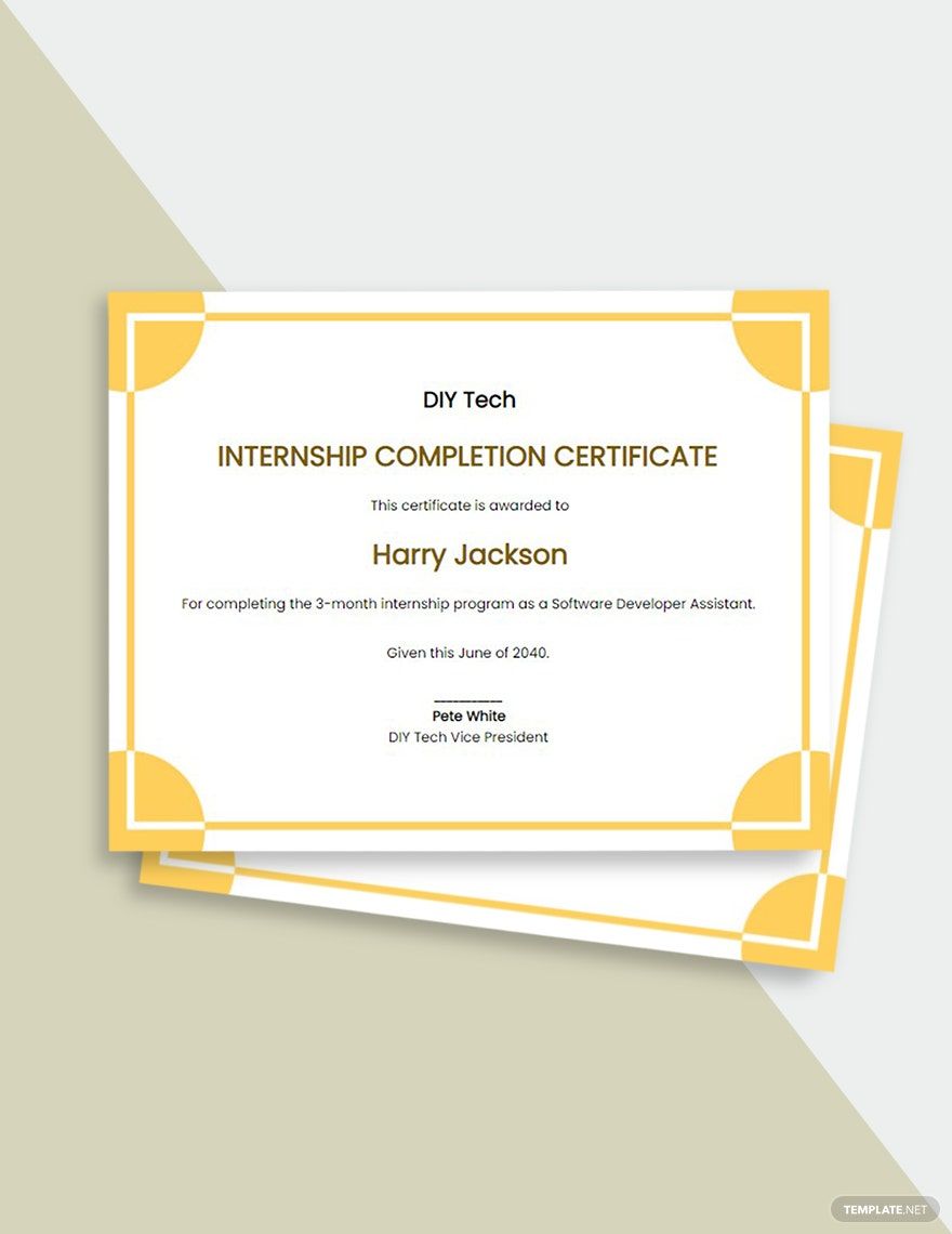 Internship Completion Certificate Template Illustrator Word Apple Pages PSD PDF Template