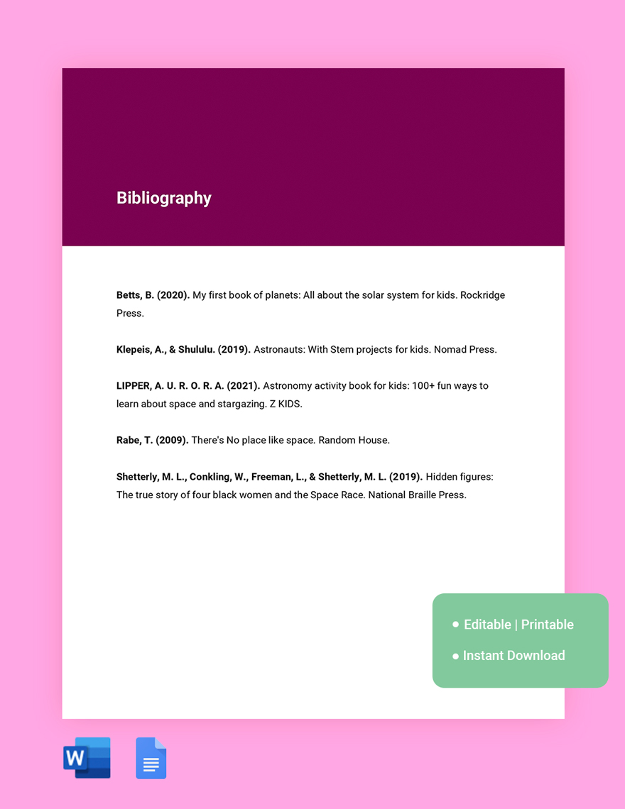 Bibliography Templates Documents Design Free Download Template