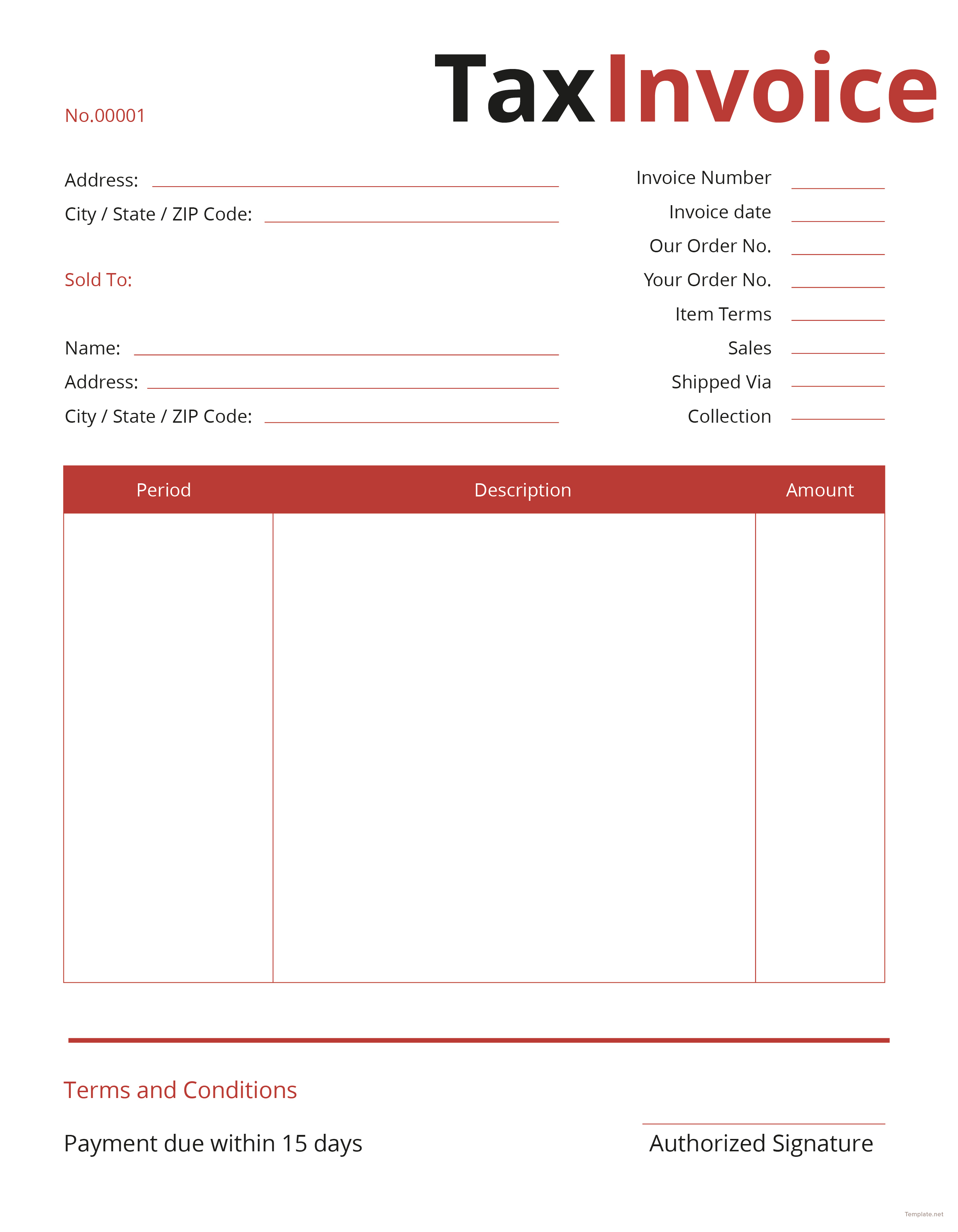 Free Commercial Tax Invoice Template In Adobe Illustrator Template