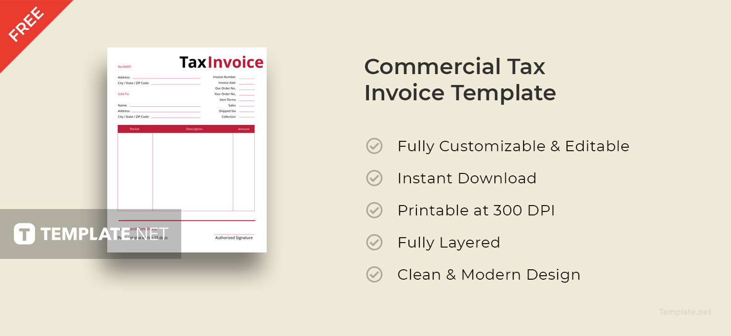 Free Commercial Tax Invoice Template in Adobe Illustrator | Template.net