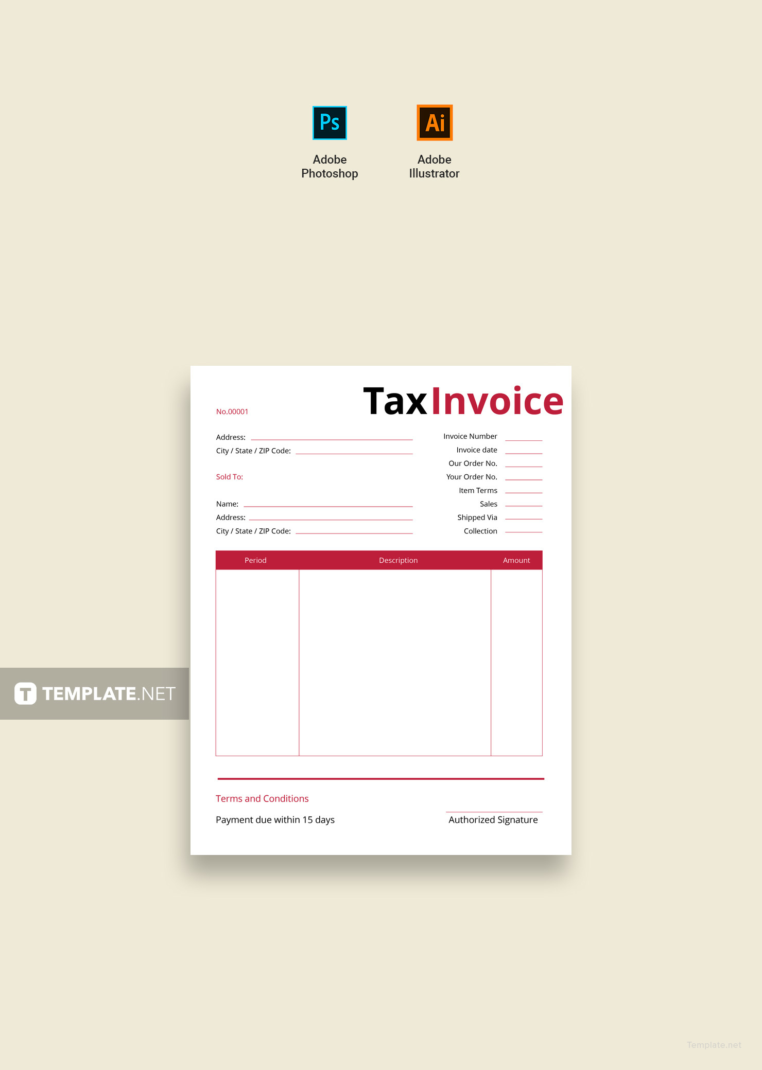 Free Commercial Tax Invoice Template in Adobe Illustrator | Template.net
