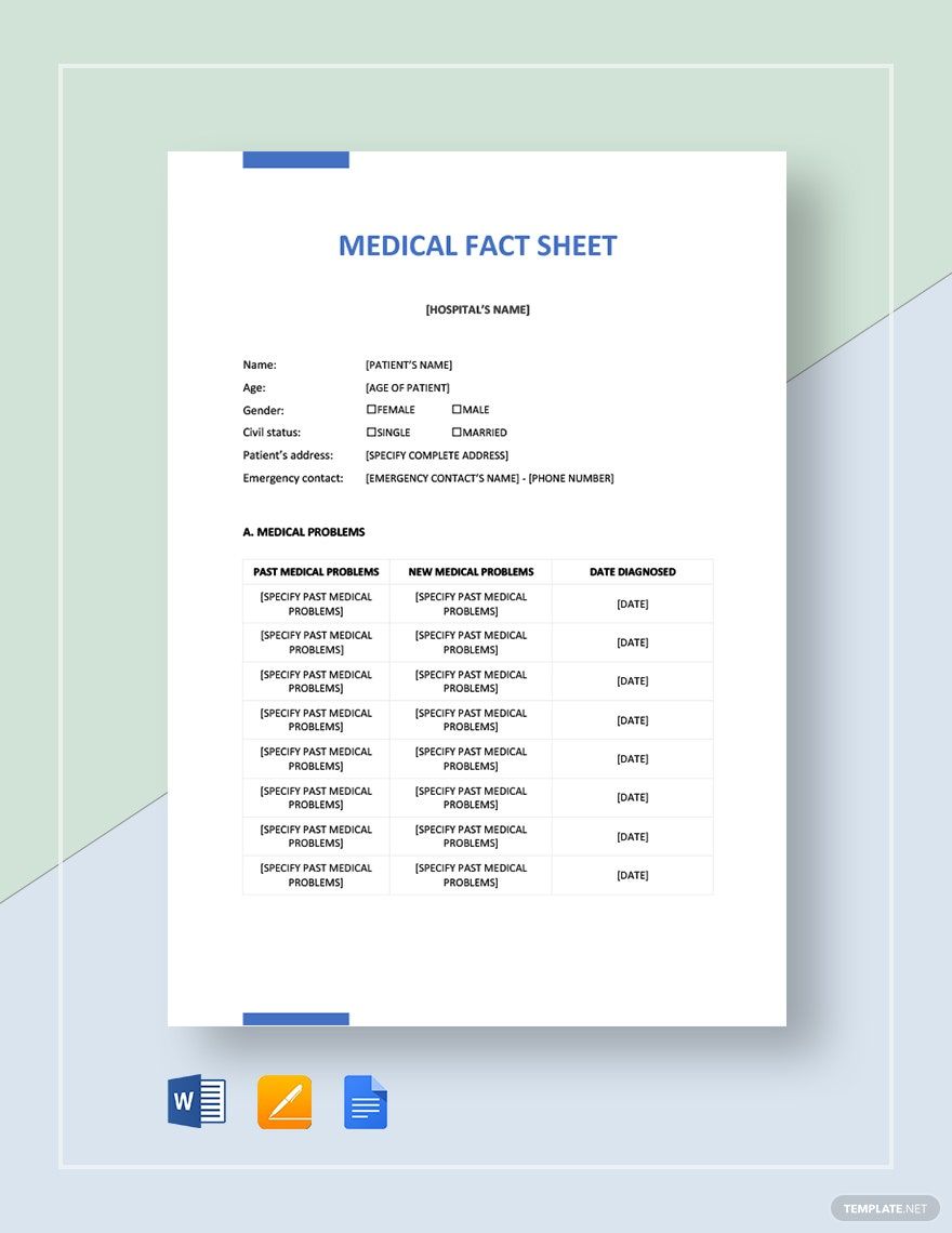 Medical Fact Sheet Template Download In Word Google Docs Apple Pages Template