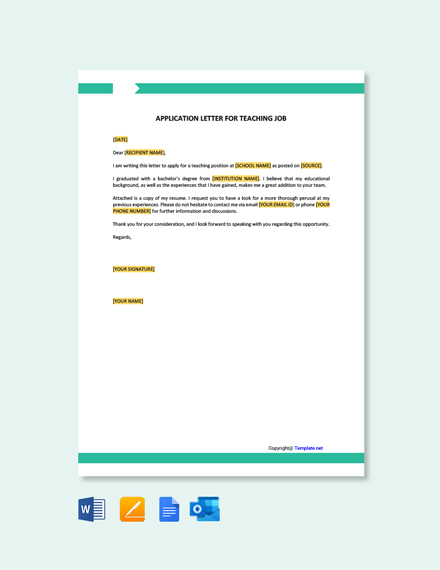 FREE Letter of Introduction for Teaching Job Template - Word | Google ...