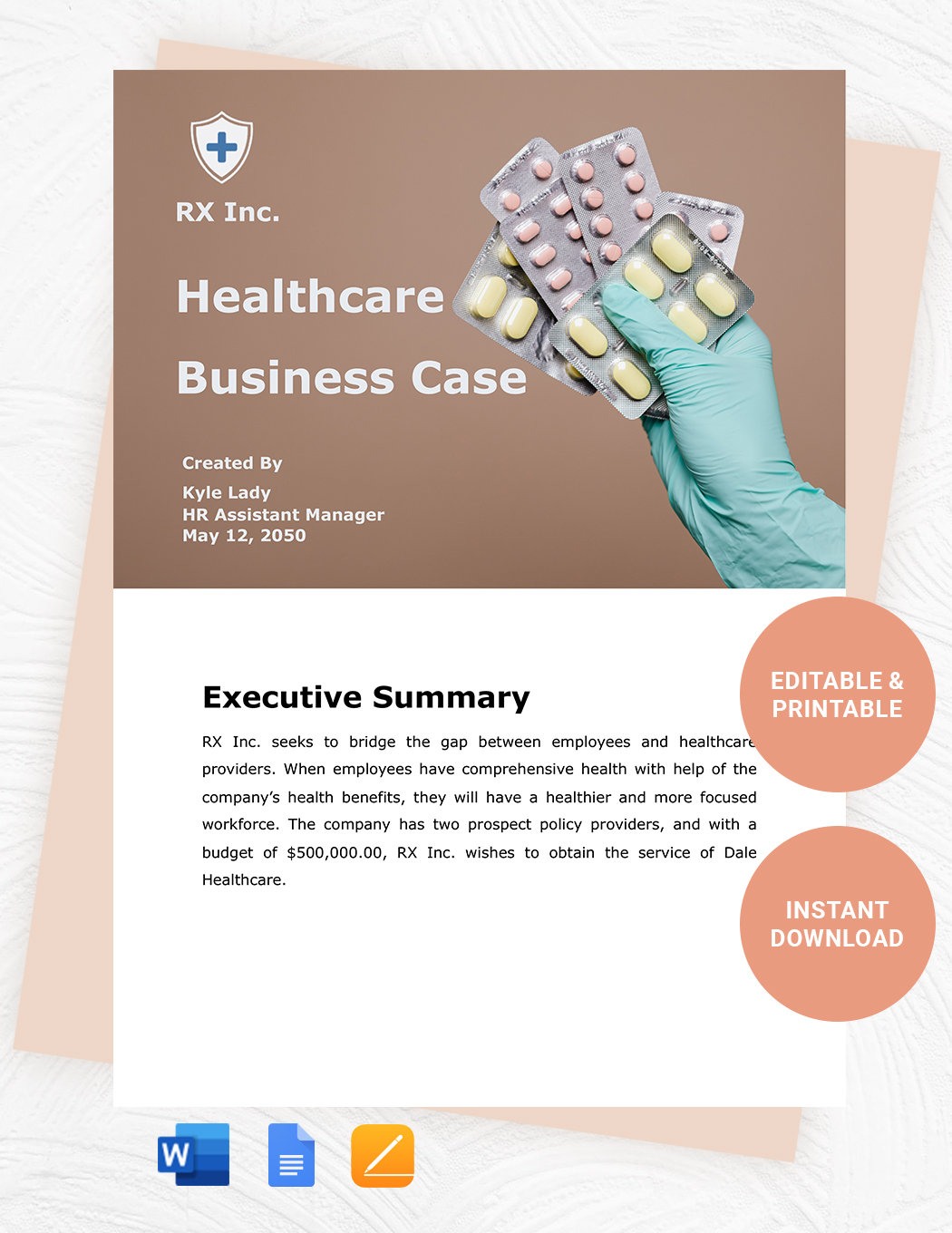 Healthcare Business Case Template Google Docs Word Apple Pages 