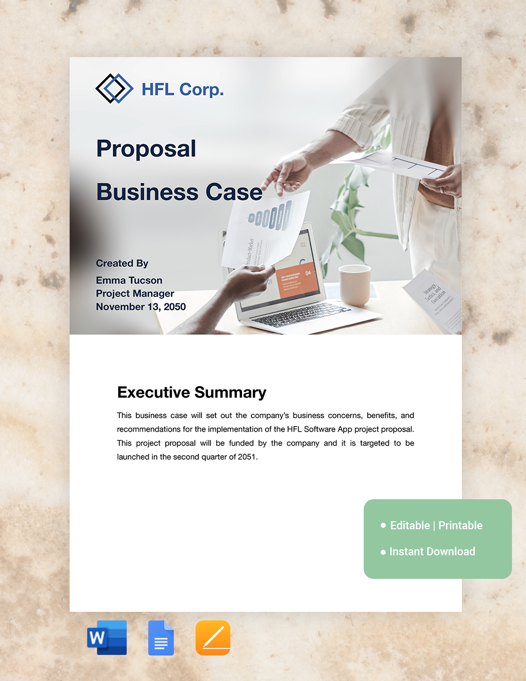 Proposal Business Case Template Google Docs Word Apple Pages 