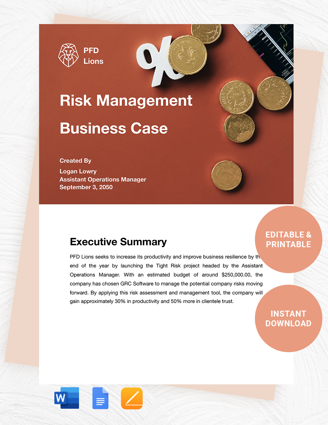 Product Business Case Template - Download in Word, Google Docs, Apple ...