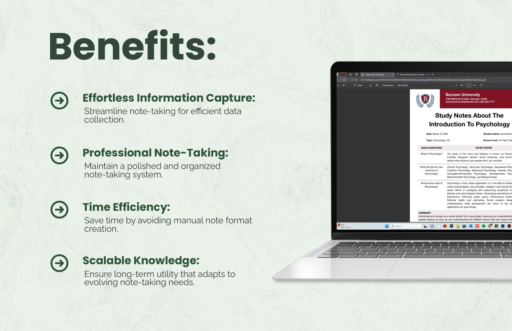 College Note Taking Template - Download in Word, Google Docs, PDF ...