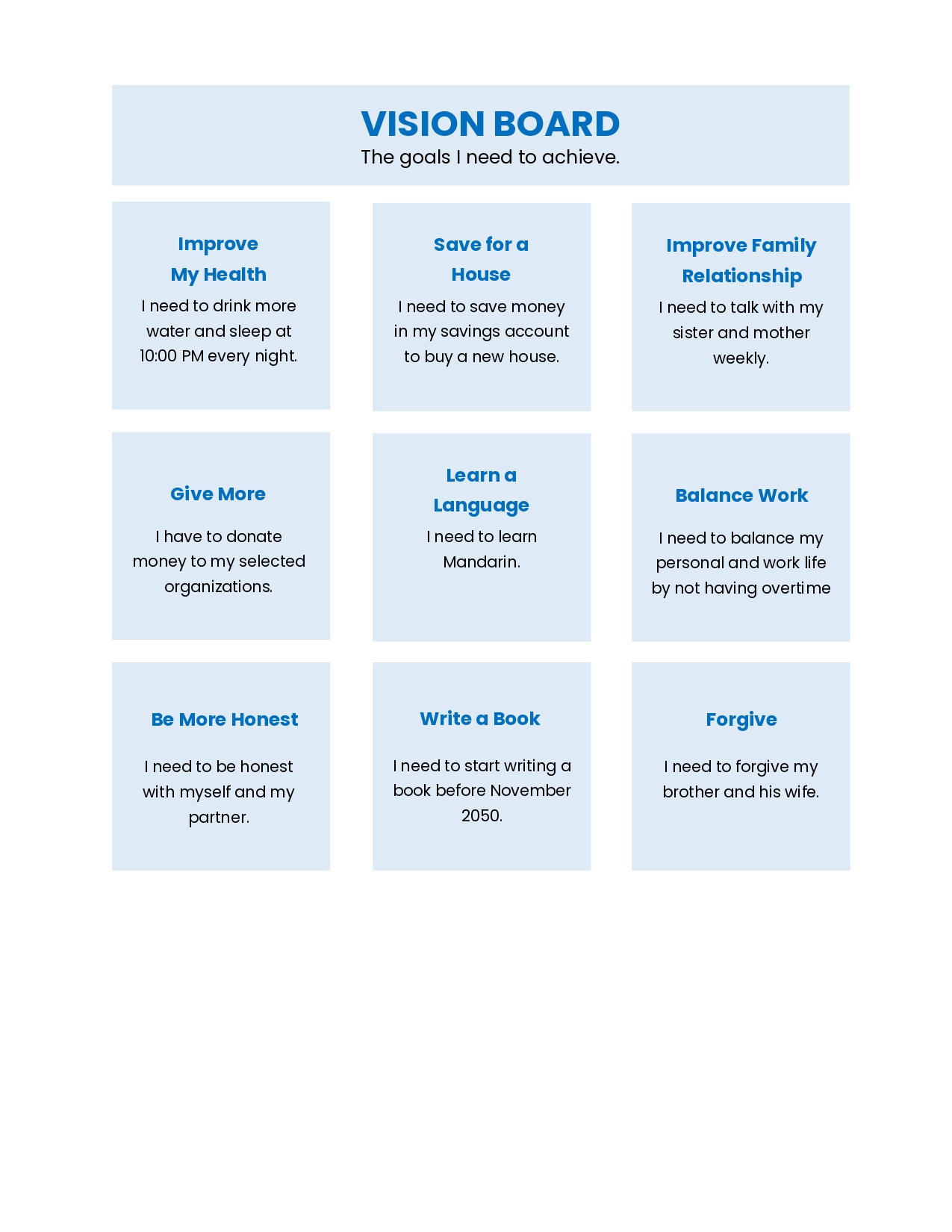Editable Vision Board Templates In Word To Download