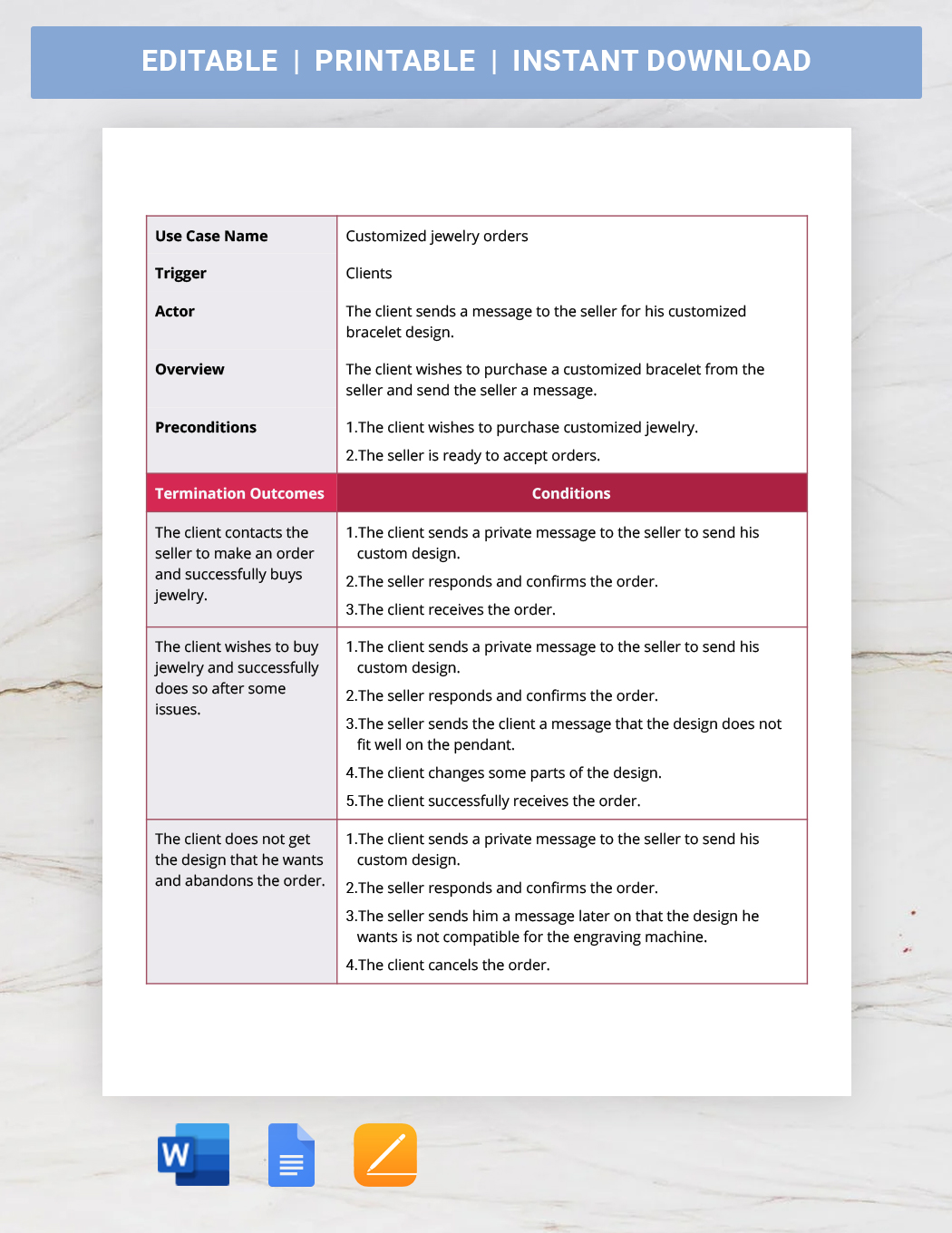 Free Use Case Example - Download in Word, Google Docs, Apple Pages ...