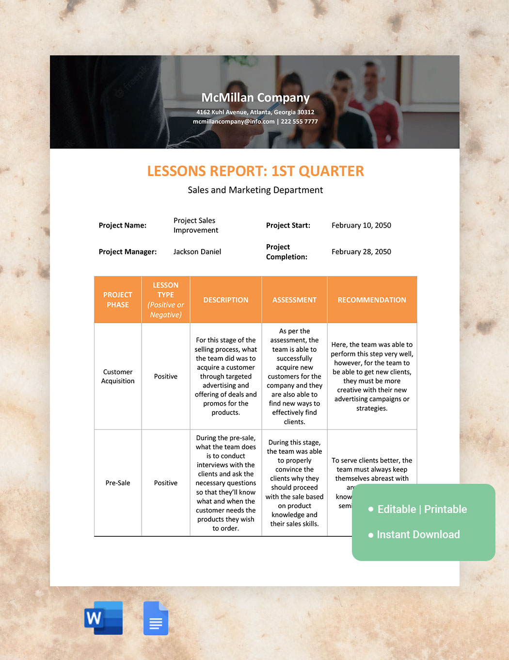 Free Lessons Learned Summary Template Download In Word Google Docs Template