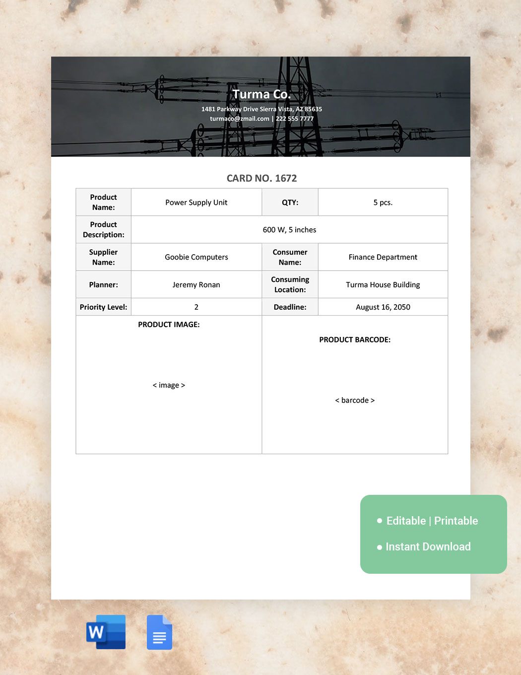 Stockroom Kanban Card Template - Download in Word, Google Docs, PSD ...
