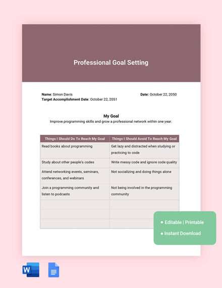 Free Quarterly Goal Setting Template - Download in Word, Google Docs ...