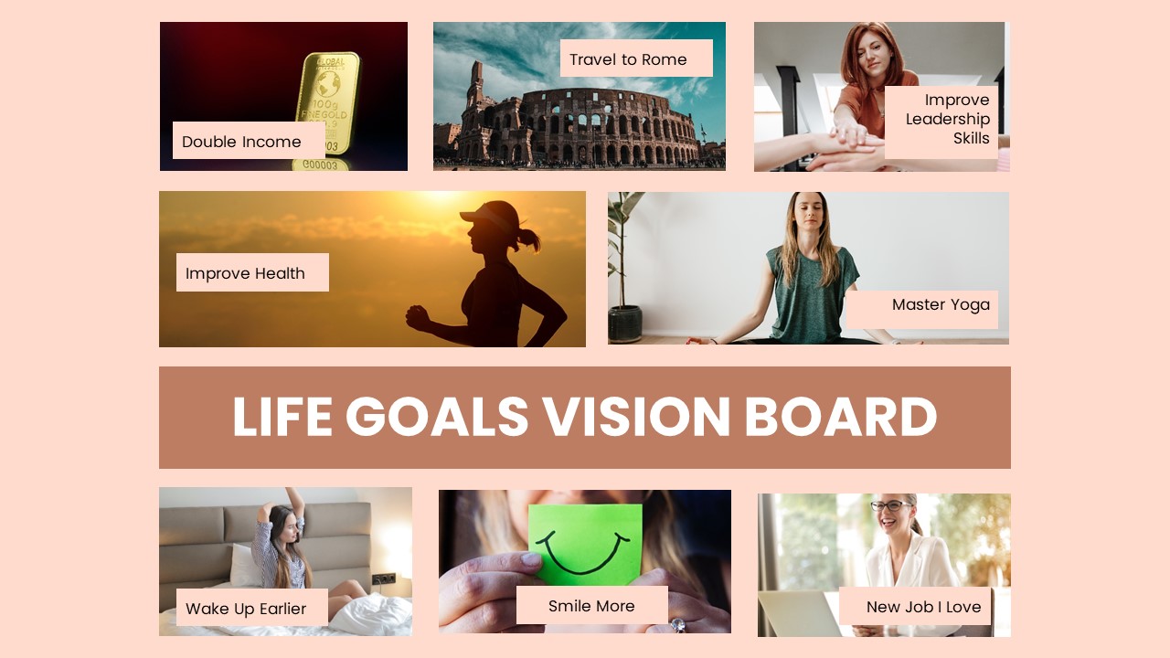 Life Goals Vision Board Template Google Docs Google Slides PowerPoint Word Apple Pages 