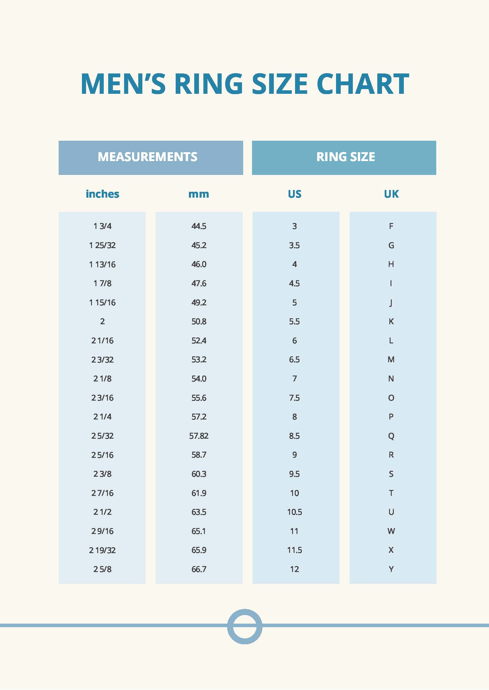 Free Mens Ring Size Chart Template Download In PDF Illustrator 