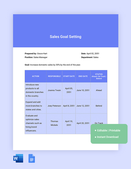 Free Personal Goal Setting Template - Download in Word, Google Docs ...