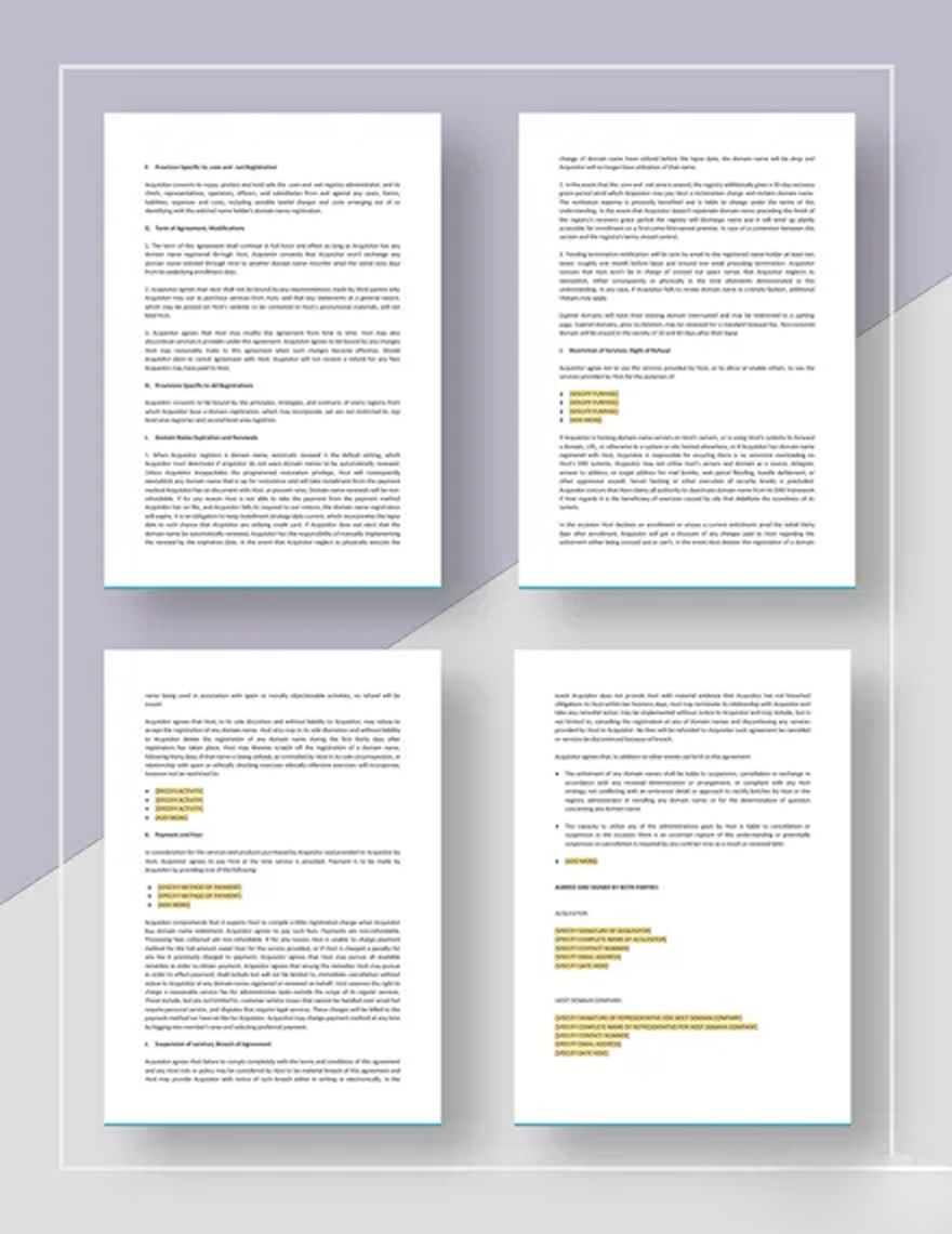 Domain Name Registration Agreement Template - Google Docs, Word, Apple ...