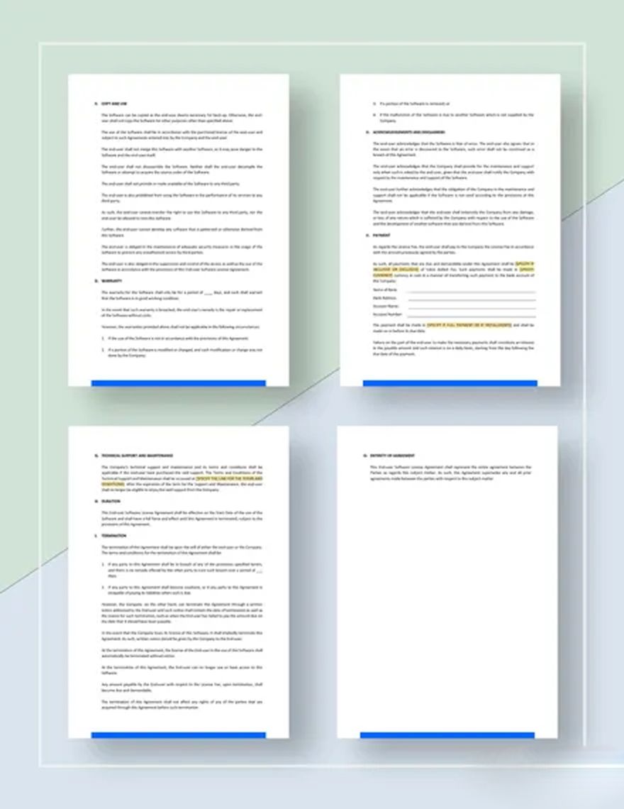 End-User Software License Agreement Template - Google Docs, Word, Apple ...
