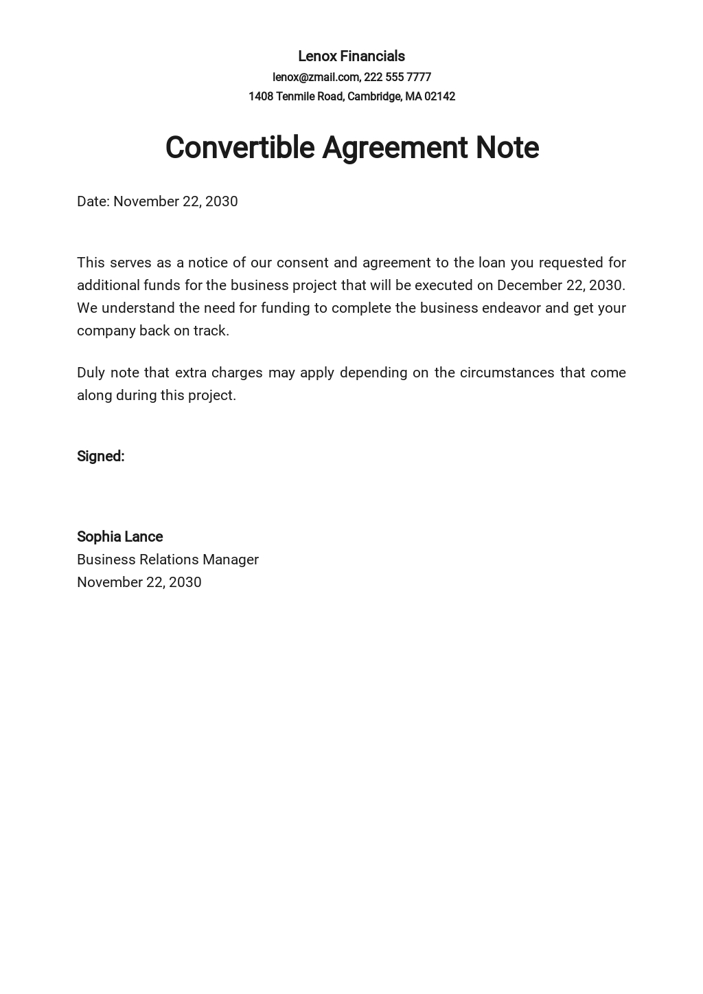 Free 9 Sample Convertible Note Agreement Templates In Pdf