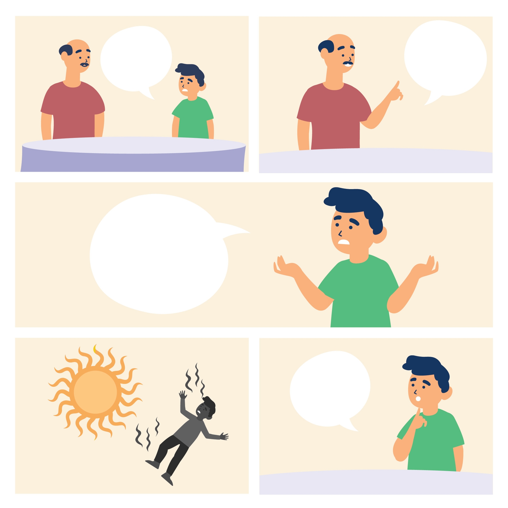 Sun Comic Strip Template EPS Illustrator JPG PNG SVG Template