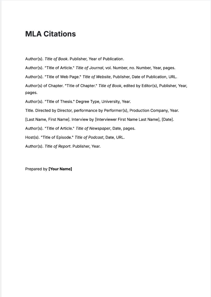 Free MLA Citation Generator: Create Online | Template.net