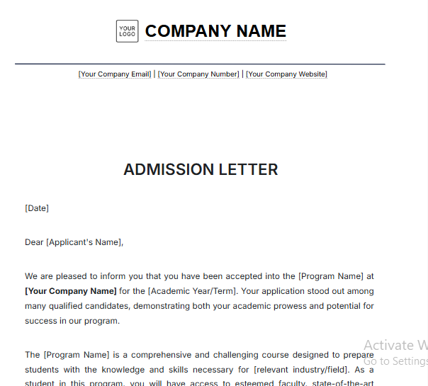 Free Admission Letter Generator: Create Online | Template.net