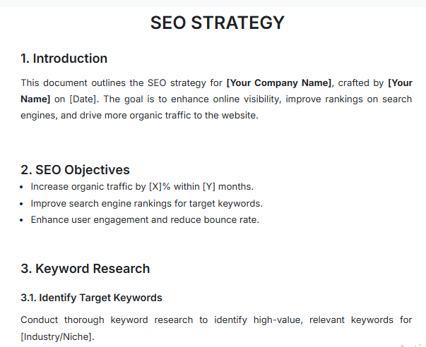 Free SEO Strategy Generator: Create Online | Template.net