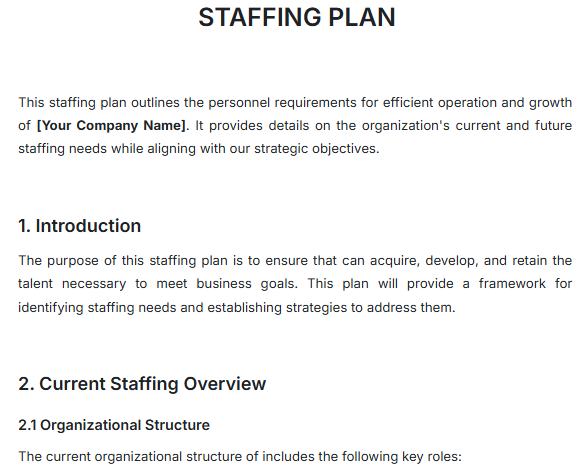 Free Staffing Plan Generator: Create Online | Template.net