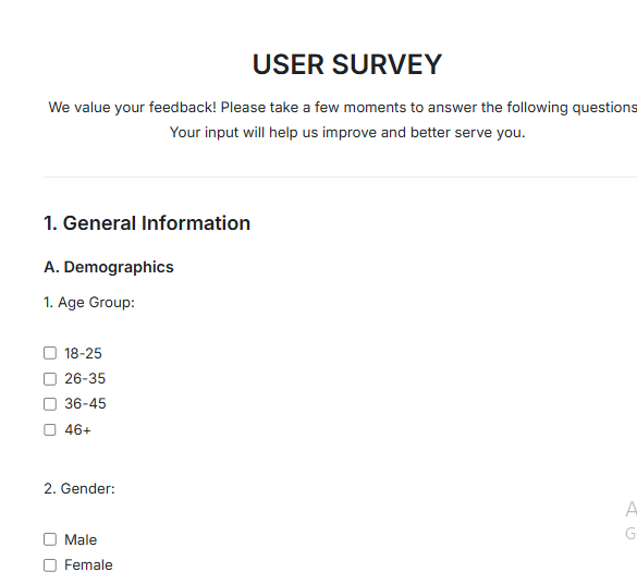 Free User Survey Generator: Create Online | Template.net