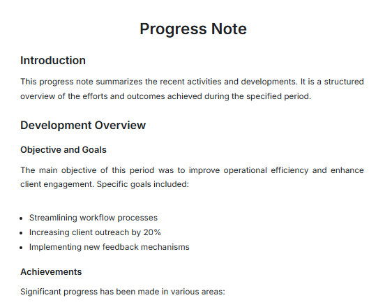 Free Progress Note Generator: Create Online | Template.net