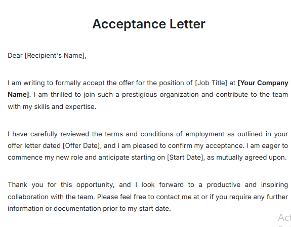 Free Acceptance Letter Generator: Create Online | Template.net