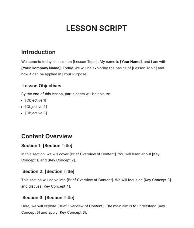 Free Lesson Script Generator: Create Online