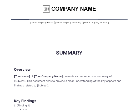 Free Summary Generator: Create Online | Template.net