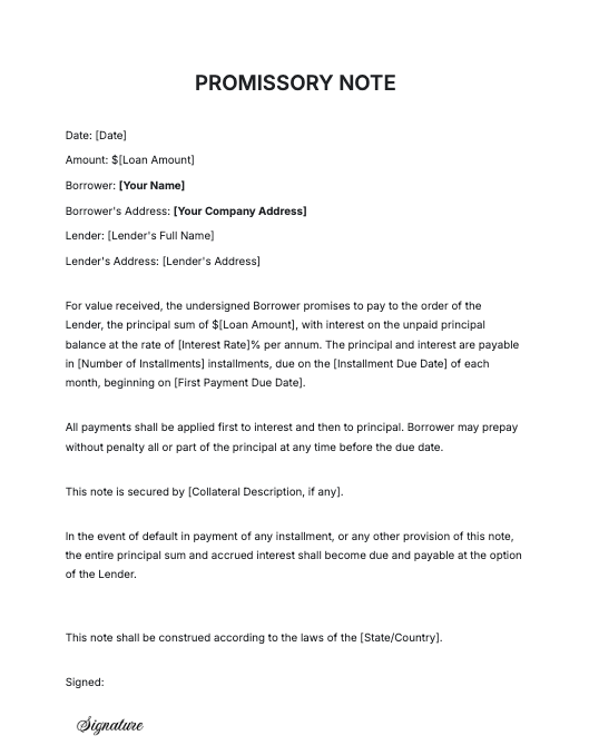 Free Promissory Note Generator: Create Online | Template.net