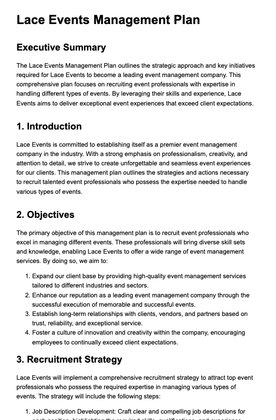 Free Management Plan Generator: Create Online | Template.net