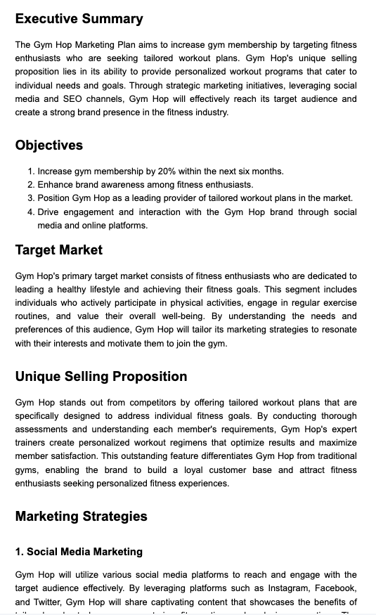 Free Marketing Plan Generator: Create Online | Template.net