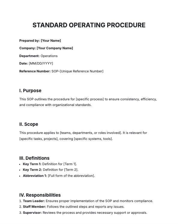 Free Standard Operating Procedure (SOP) Generator: Create Online ...