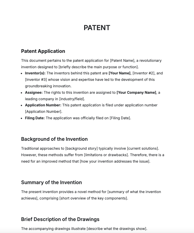 Free Patents Generator: Create Online | Template.net
