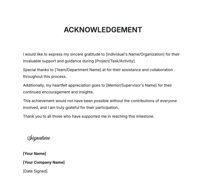 Free Acknowledgement Generator: Create Online | Template.net