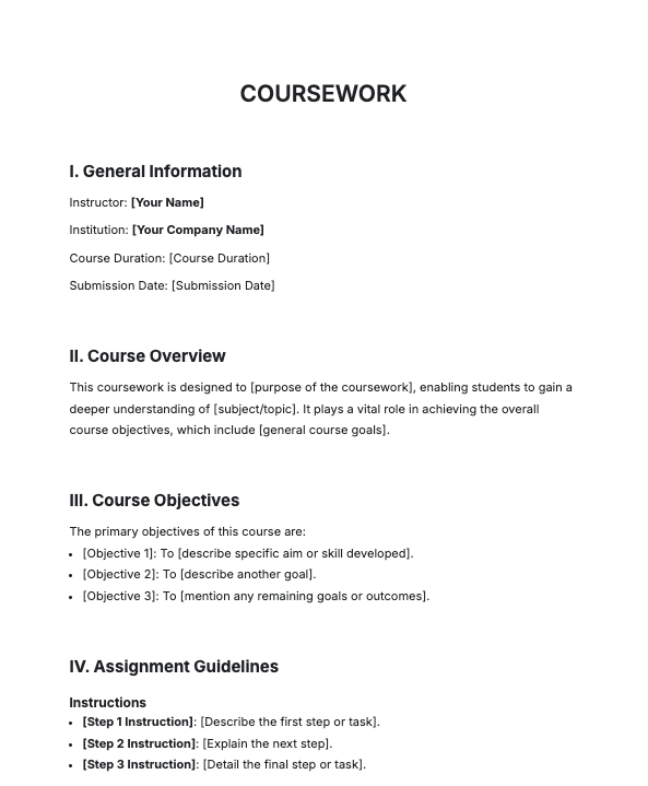 Free Coursework Generator: Create Online | Template.net