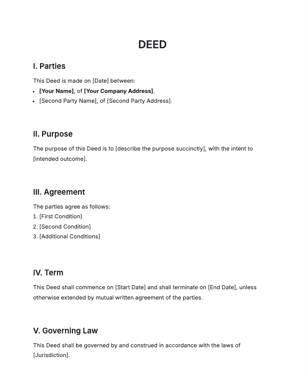 Free Deed Generator: Create Online | Template.net
