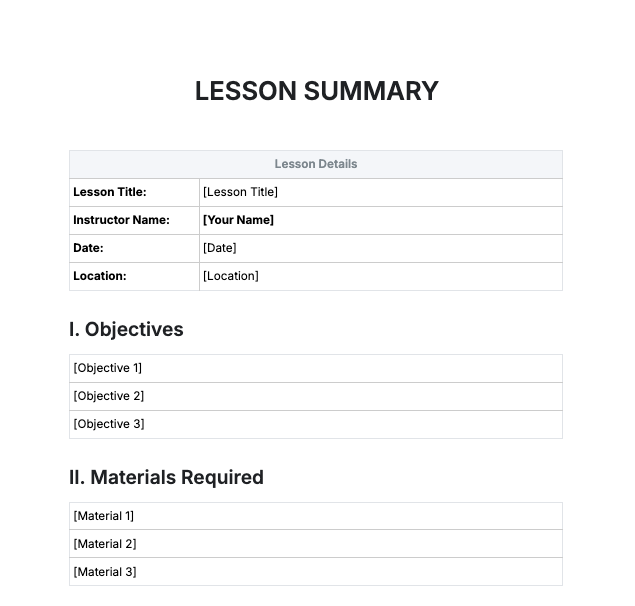 Free Lesson Summary Generator: Create Online | Template.net