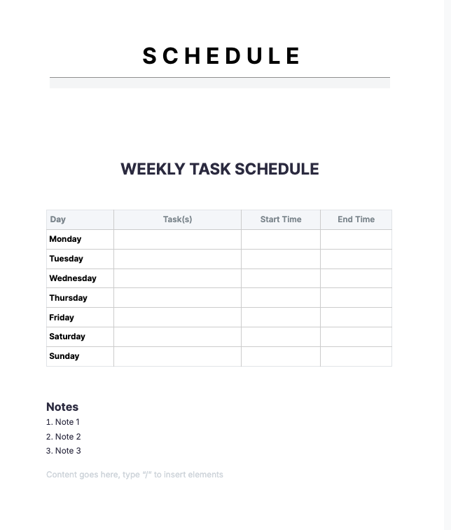 Schedule | Template.net