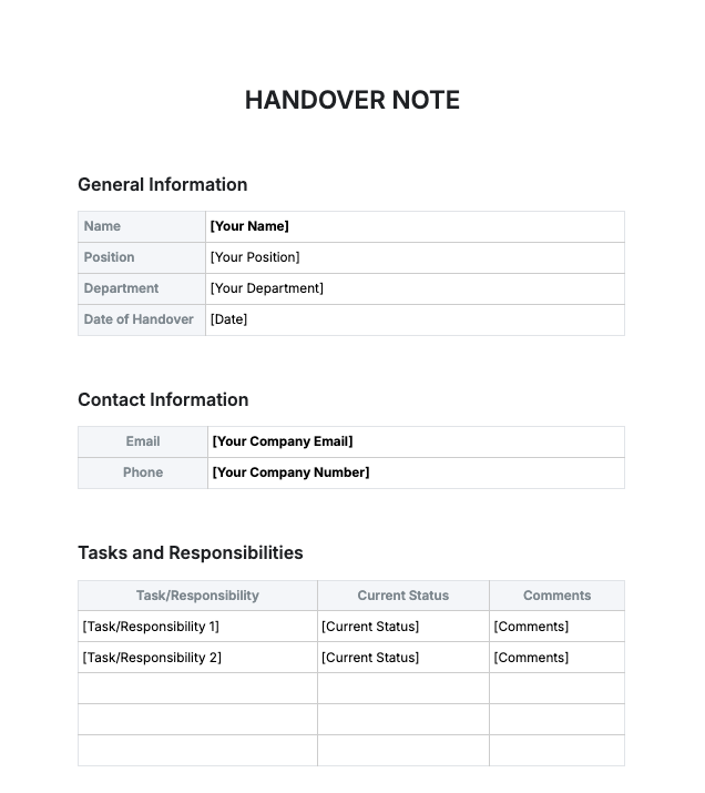 Free Handover Note Generator: Create Online | Template.net